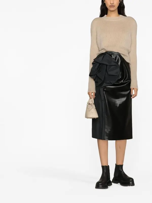 MAISON MARGIELA Faux-leather Draped Midi Skirt
