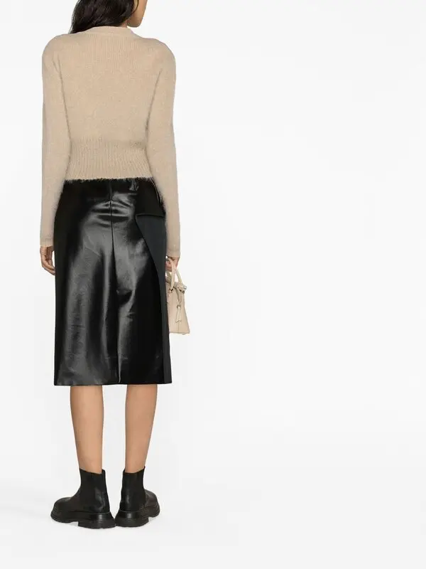 MAISON MARGIELA Faux-leather Draped Midi Skirt