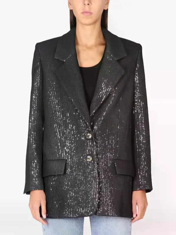 THE MANNEI Sequin-embellished Single-breasted Coat - Black