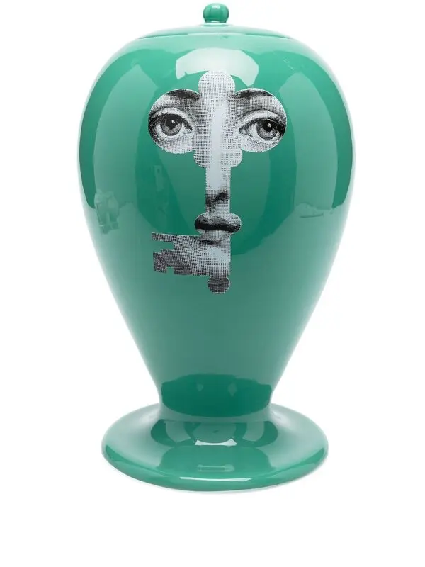 FORNASETTI Face-print Ceramic Vase - Green