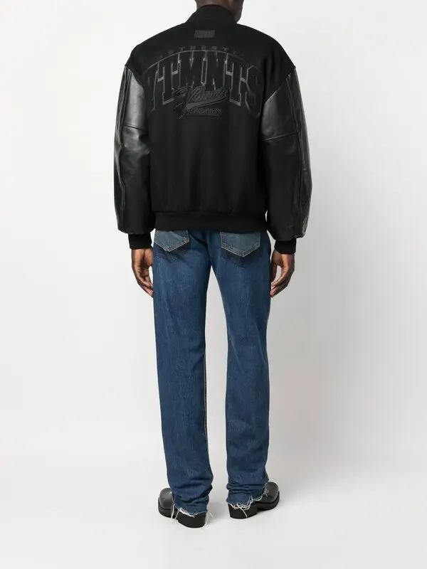 VTMNTS Logo-patch Long-sleeve Bomber Jacket - Black
