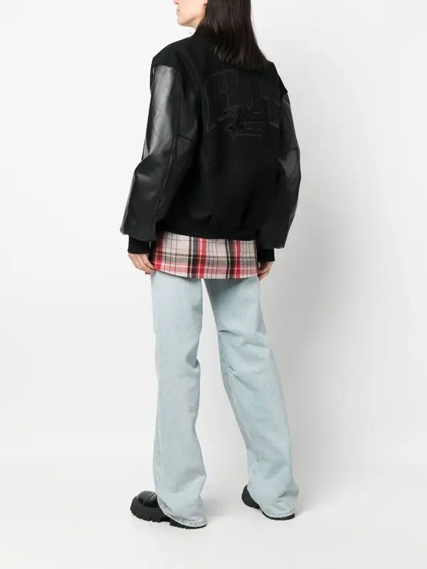 VTMNTS Logo-patch Long-sleeve Bomber Jacket - Black