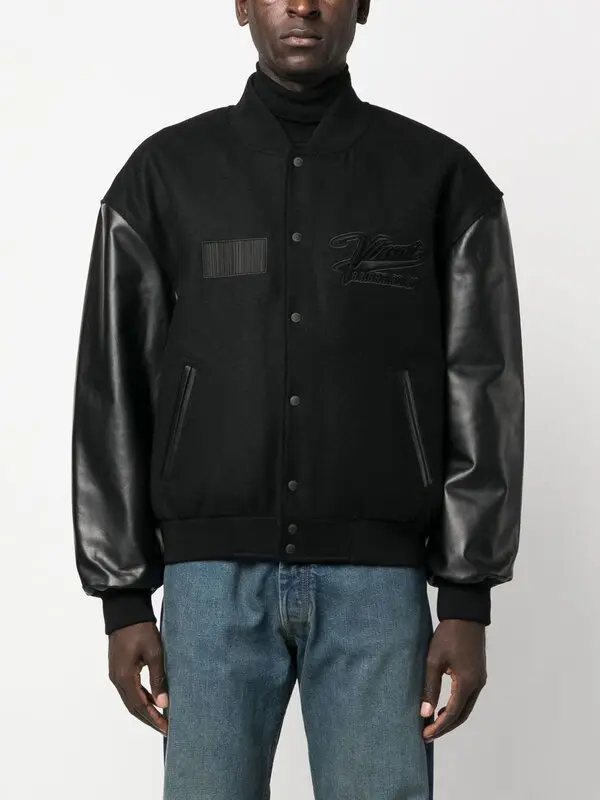 VTMNTS Logo-patch Long-sleeve Bomber Jacket - Black