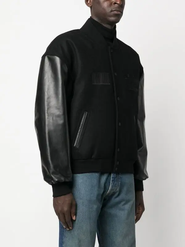 VTMNTS Logo-patch Long-sleeve Bomber Jacket - Black