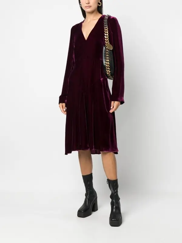 Stella McCartney Velvet V-neck Midi Dress