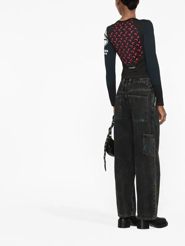 Maison Margiela Spray-Paint Wide-Leg Jeans In Black - 73% Off
