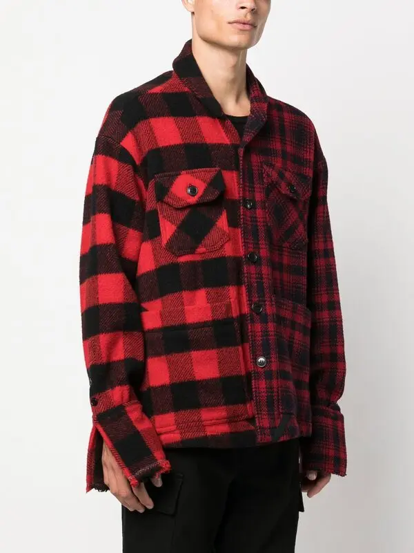 GREG LAUREN Checked Shirt Jacket - Black