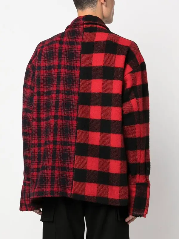 GREG LAUREN Checked Shirt Jacket - Black