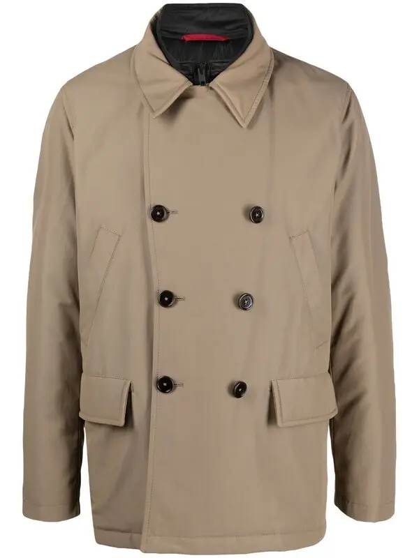 FAY Padded Double-breasted Jacket - Neutrals
