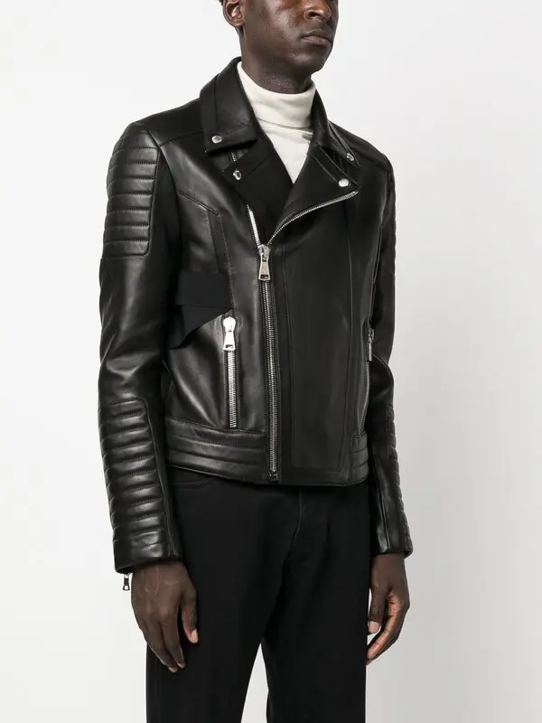 Balmain Panelled Biker Jacket In Black - 59% Off | Editorialist