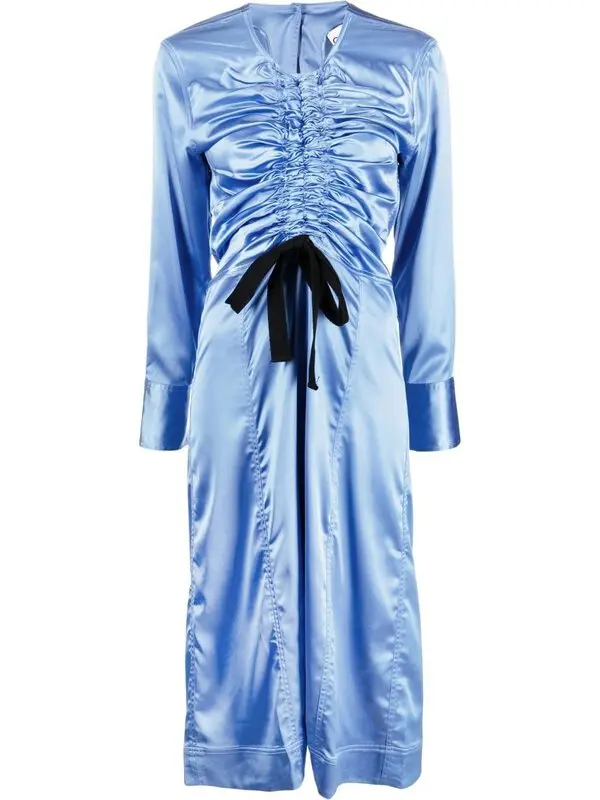 GANNI Satin Midi Dress - Blue