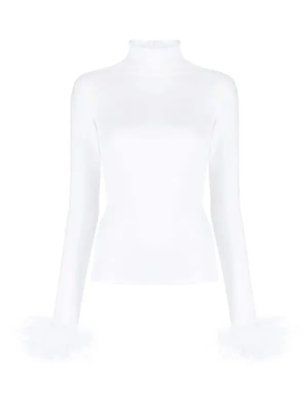 ATU BODY COUTURE Feather-trim Roll-neck Top - White