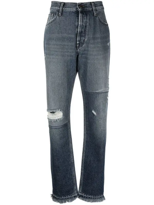 Jacob Cohen Distressed High-rise Straight Leg Jeans