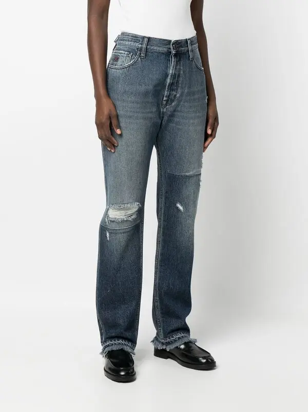 Jacob Cohen Distressed High-rise Straight Leg Jeans