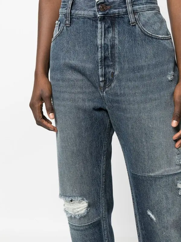 Jacob Cohen Distressed High-rise Straight Leg Jeans