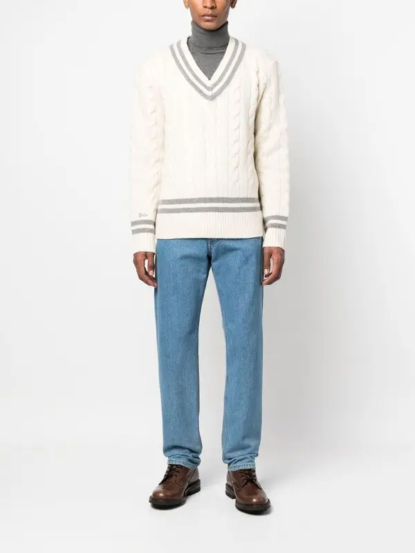 Polo Ralph Lauren Tipped V-neck Cable-knit Jumper