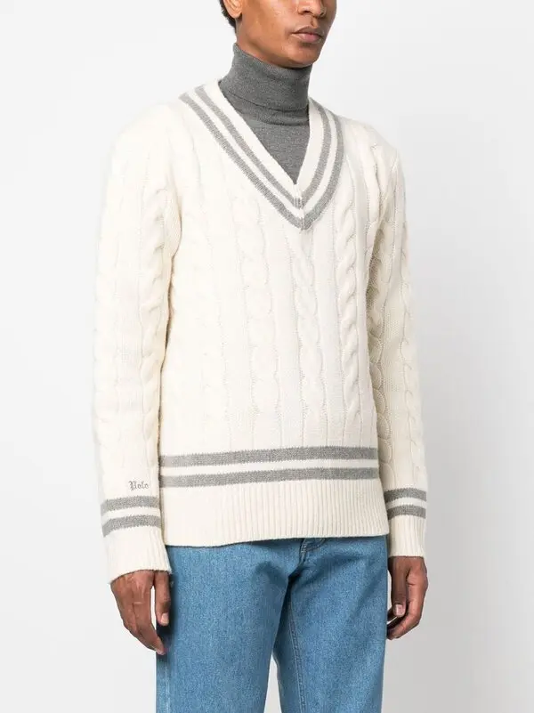 Polo Ralph Lauren Tipped V-neck Cable-knit Jumper
