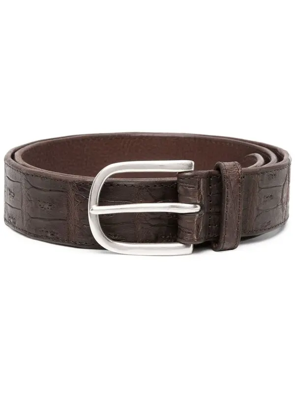 ORTIGNI Animal-embossed Leather Belt - Brown