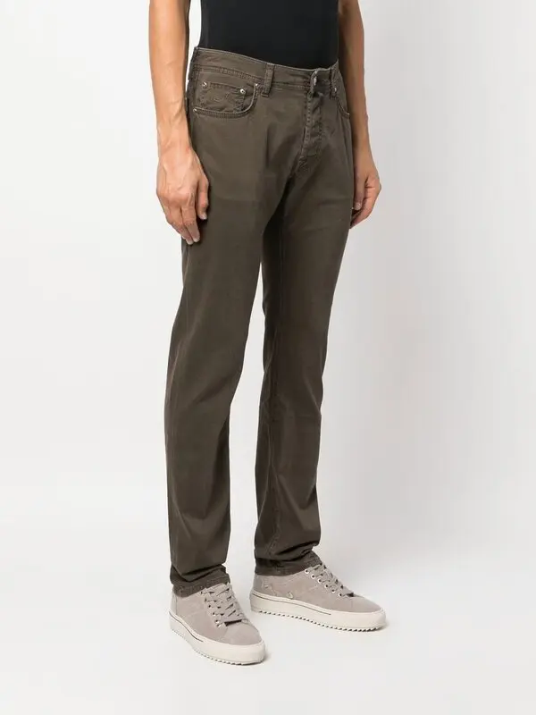 Jacob Cohen Straight-leg Trousers With Logo Patch - Brown