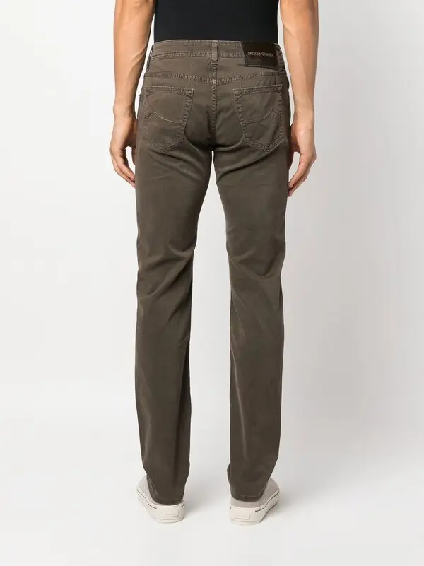 Jacob Cohen Straight-leg Trousers With Logo Patch - Brown