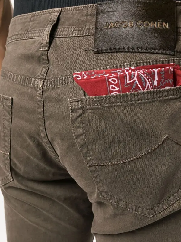 Jacob Cohen Straight-leg Trousers With Logo Patch - Brown