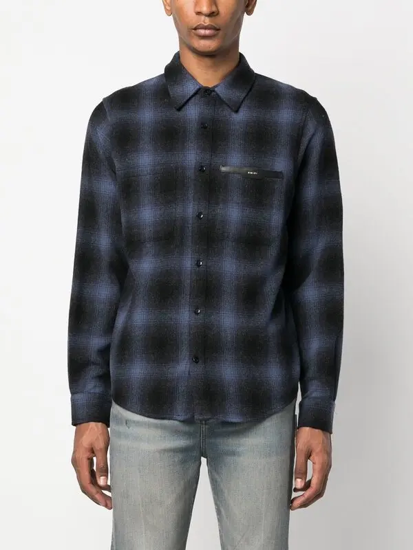 Amiri Logo-patch Check-print Shirt