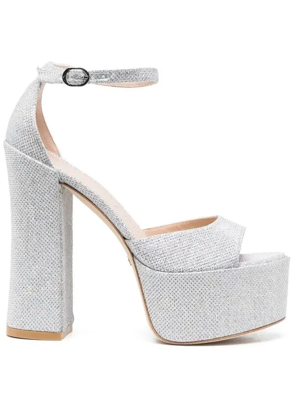 STUART WEITZMAN 150mm Glittered Platform Sandals - Silver