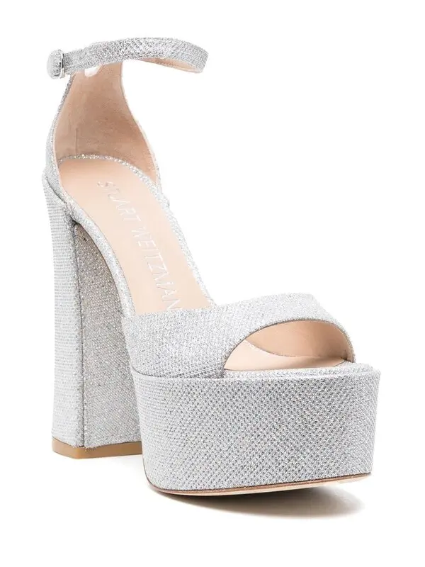 STUART WEITZMAN 150mm Glittered Platform Sandals - Silver