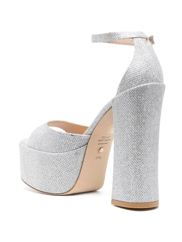 STUART WEITZMAN 150mm Glittered Platform Sandals - Silver