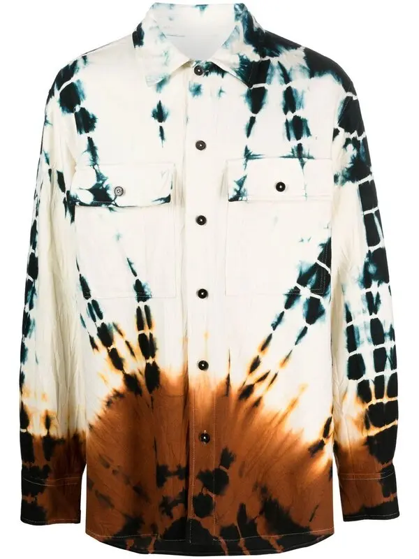 JIL SANDER Tie-dye Chest Pocket Shirt - Neutrals