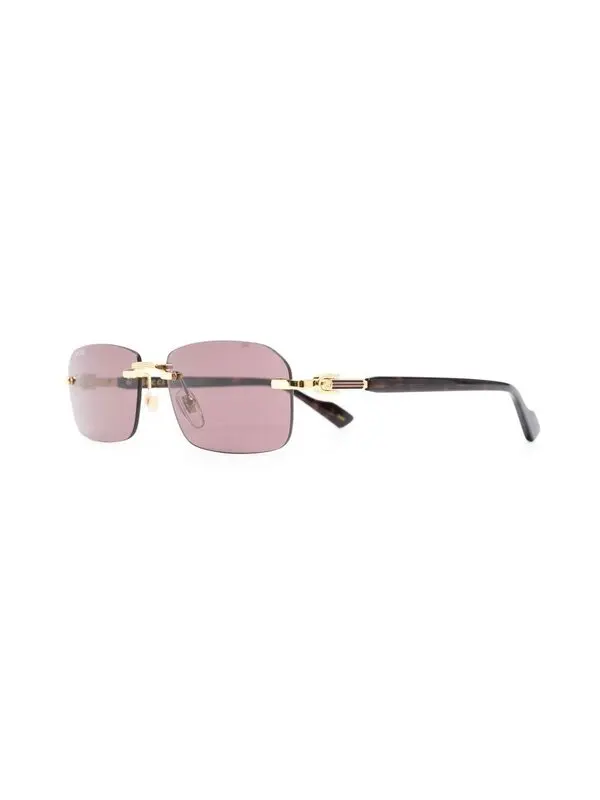 Gucci Rimless Rectangle-frame Sunglasses - Brown