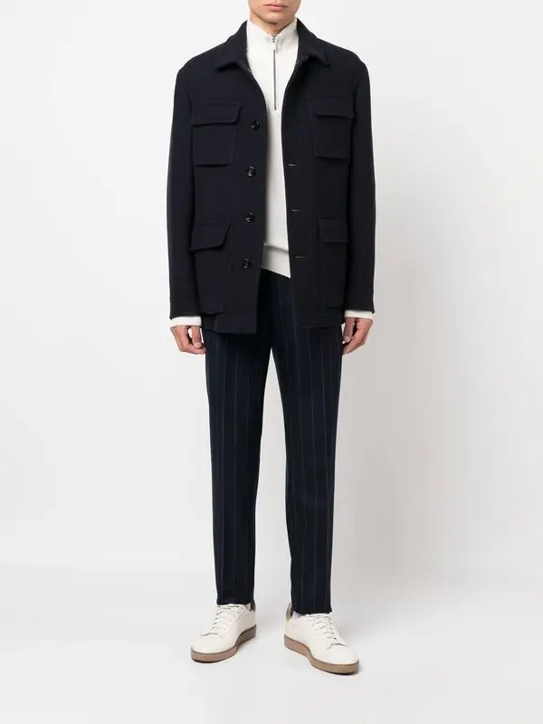 Brunello Cucinelli Pinstripe Drawstring Trousers - Blue