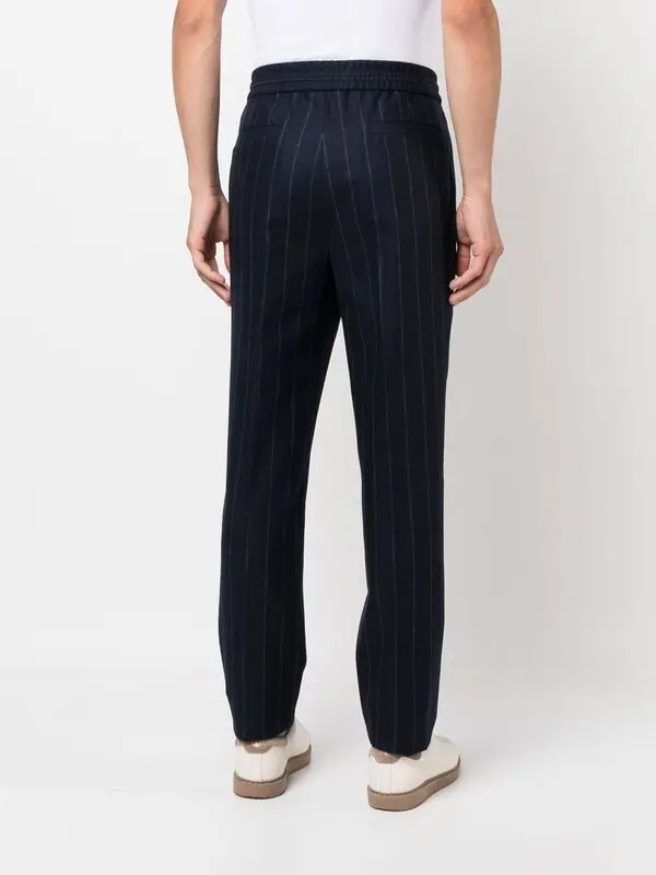 Brunello Cucinelli Pinstripe Drawstring Trousers - Blue