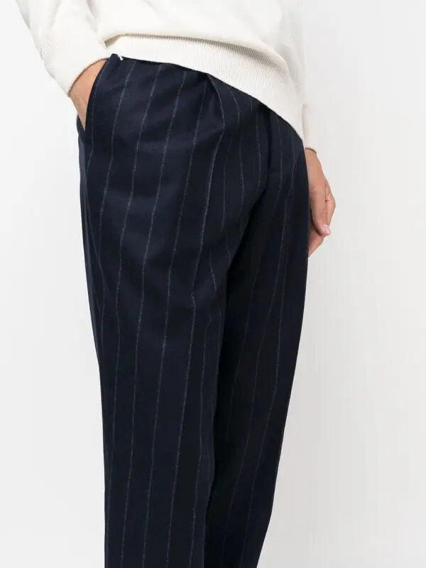 Brunello Cucinelli Pinstripe Drawstring Trousers - Blue