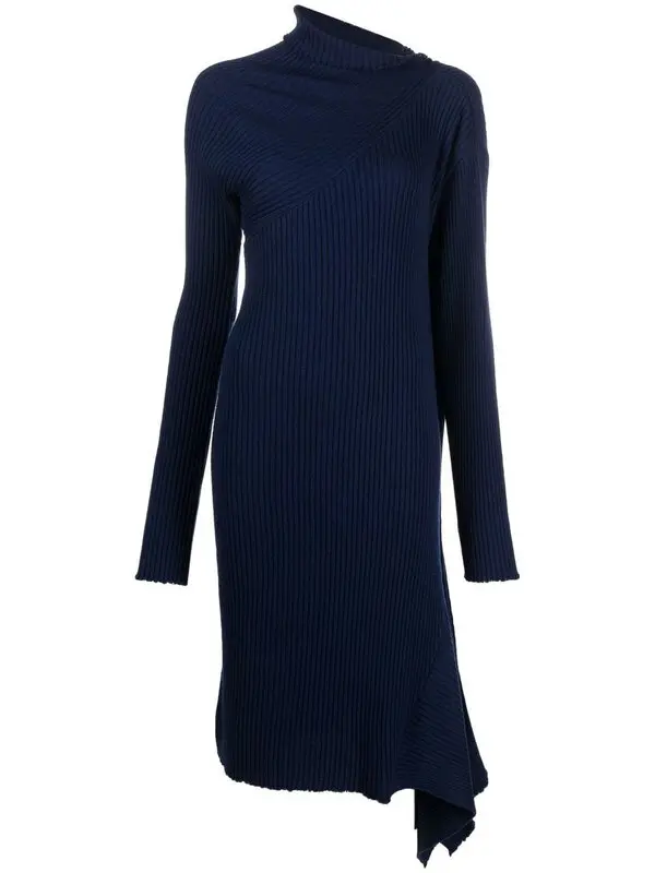MARQUES' ALMEIDA Asymmetric High-neck Knit Midi Dress