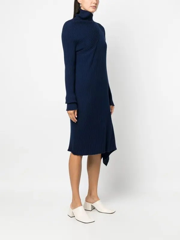 MARQUES' ALMEIDA Asymmetric High-neck Knit Midi Dress