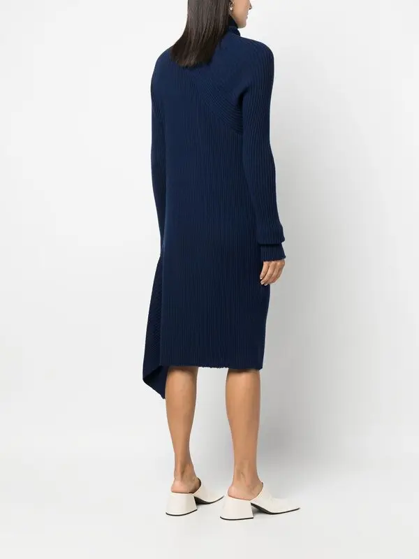 MARQUES' ALMEIDA Asymmetric High-neck Knit Midi Dress