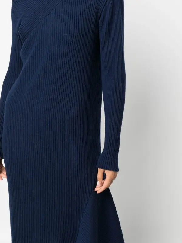 MARQUES' ALMEIDA Asymmetric High-neck Knit Midi Dress