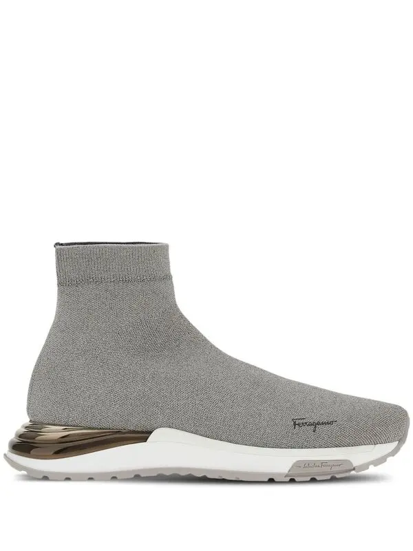 FERRAGAMO Logo-print Sock Sneakers - Grey