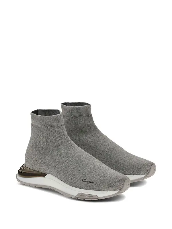 FERRAGAMO Logo-print Sock Sneakers - Grey