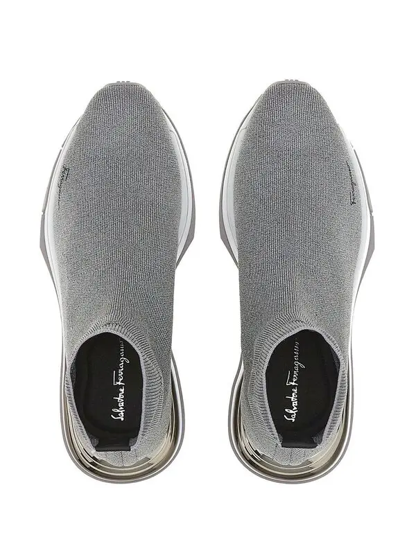 FERRAGAMO Logo-print Sock Sneakers - Grey