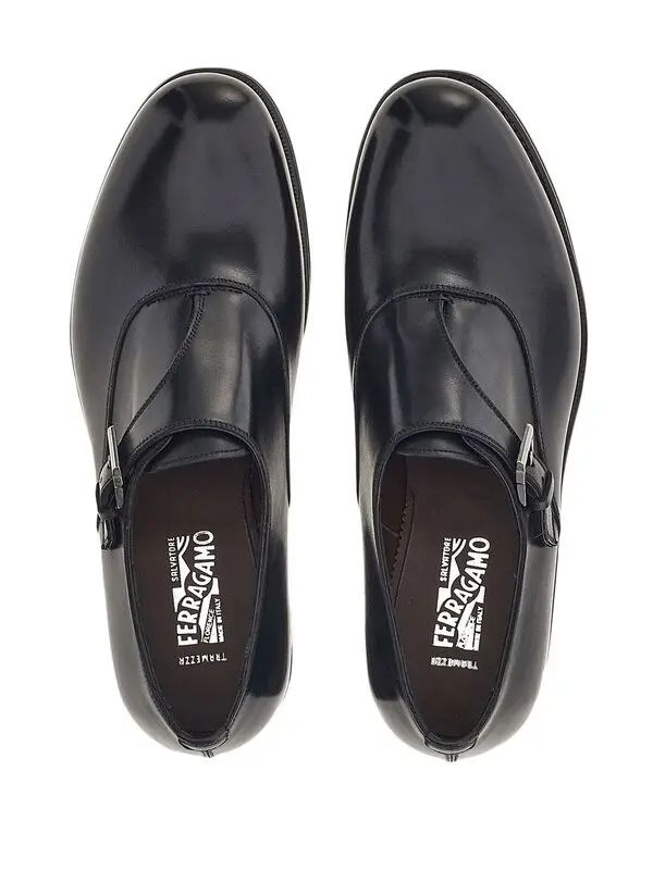 FERRAGAMO Leather Monk Strap Shoes