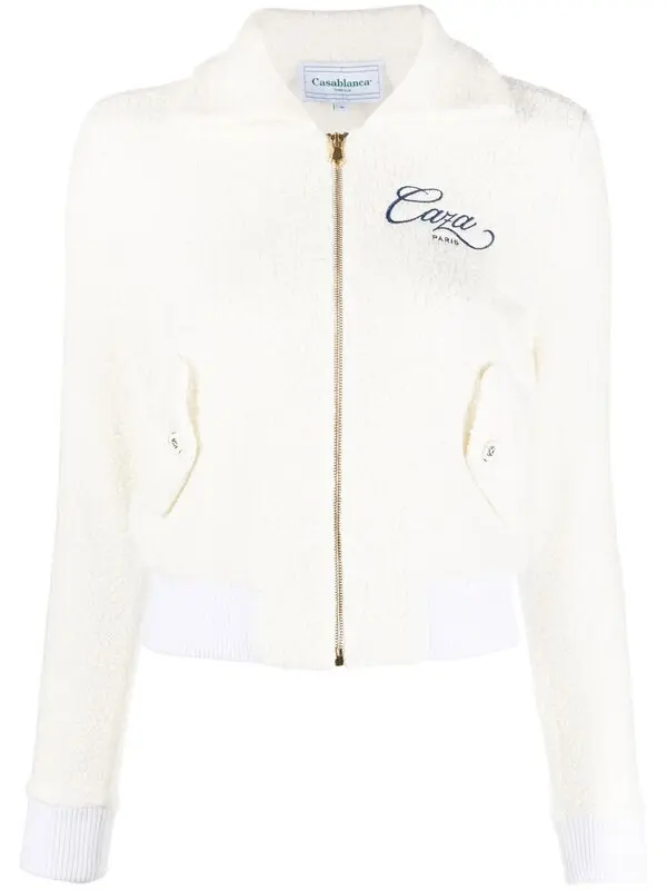 Casablanca Embroidered-logo Zip-fastening Jacket - White