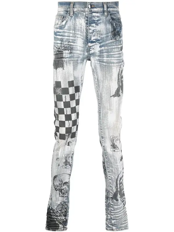 Amiri Painted Indigo X Wes Lang Slim Cut Jeans