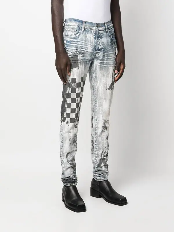 Amiri Painted Indigo X Wes Lang Slim Cut Jeans