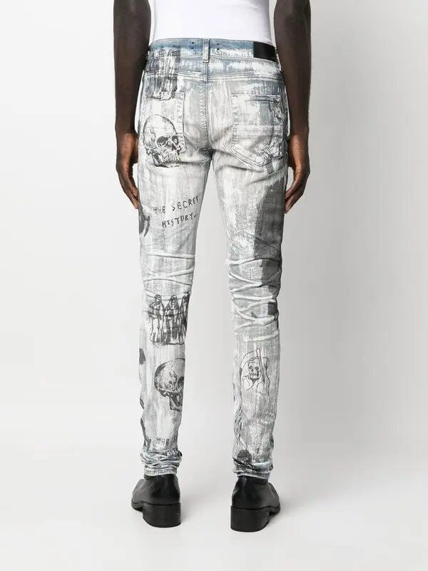 Amiri Painted Indigo X Wes Lang Slim Cut Jeans