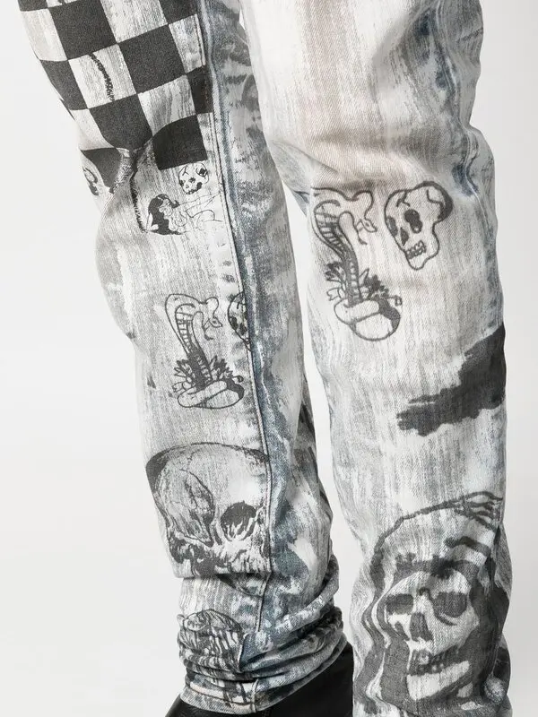 Amiri Painted Indigo X Wes Lang Slim Cut Jeans