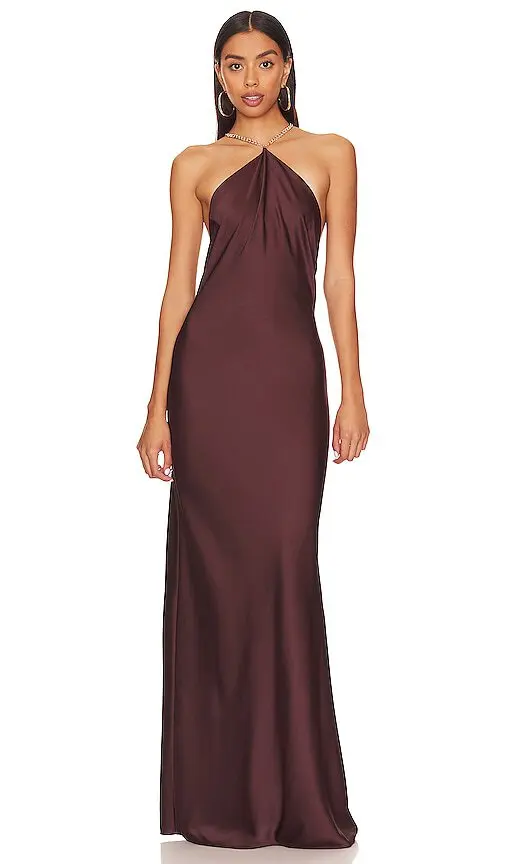 Dannijo Halter Chain Maxi Dress In Brown In Coco - 30% Off | Editorialist