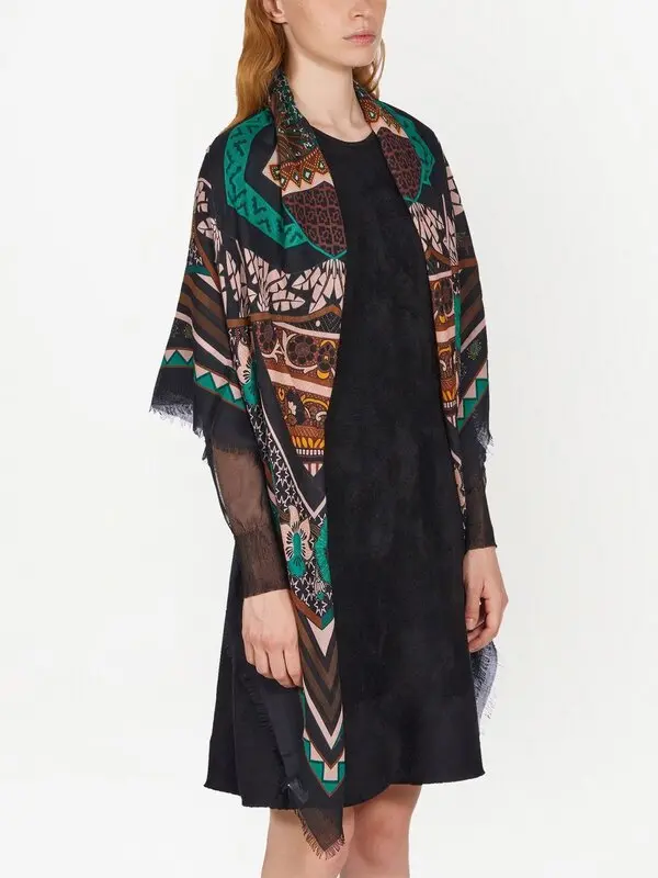 FERRAGAMO Nirvana-print Silk Shawl - Black