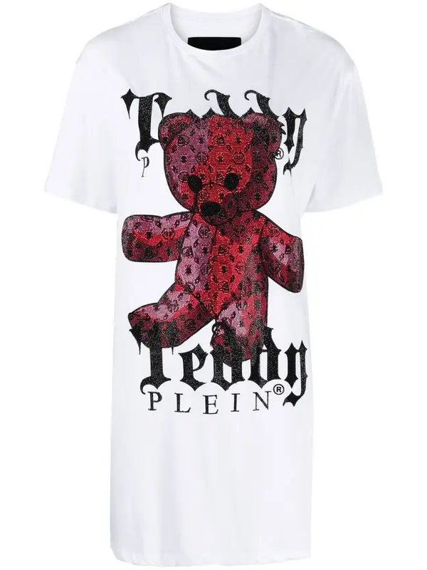 Philipp Plein Teddy Bear T-shirt Dress - White